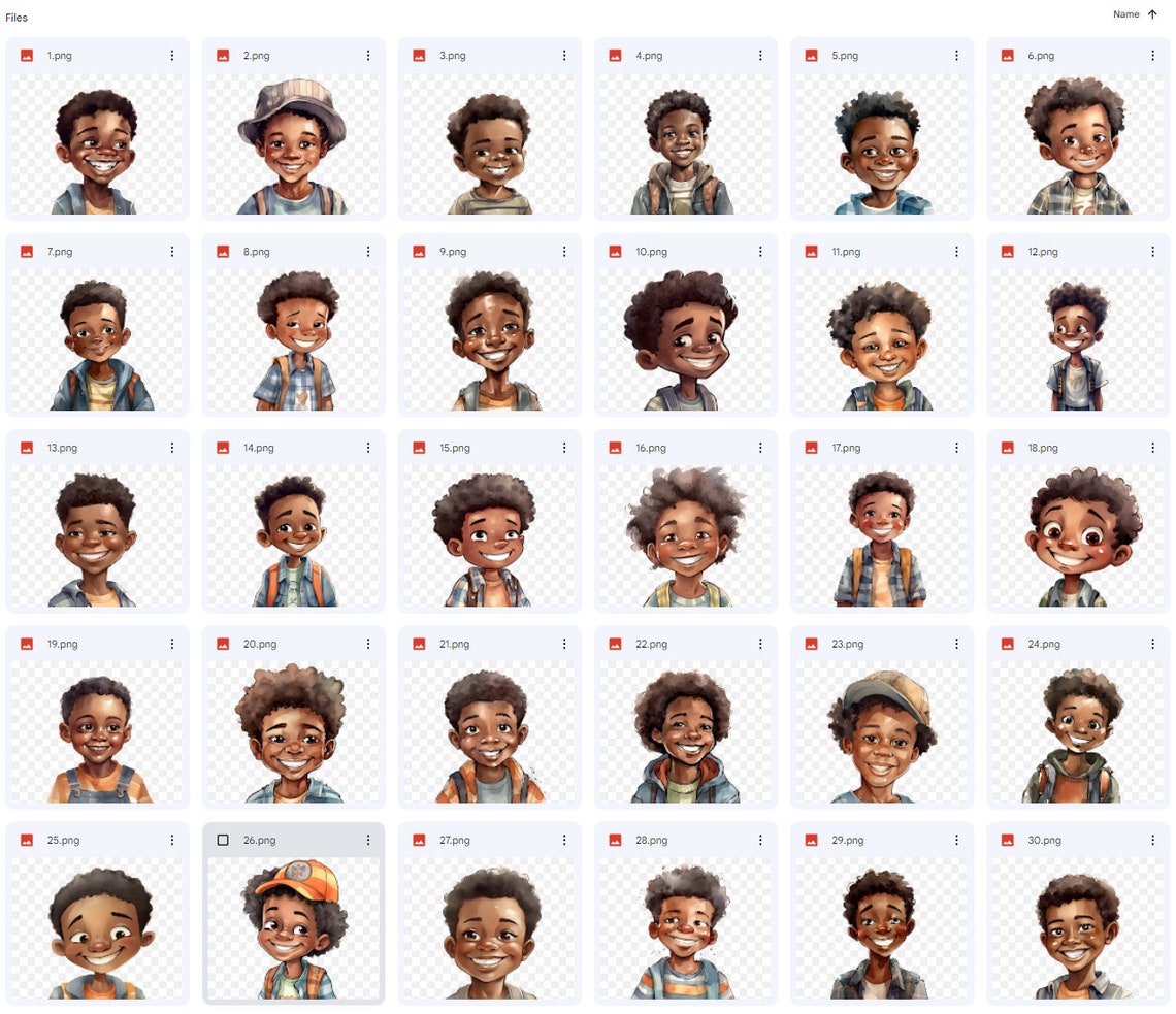Black Boys Kids Clipart PNG Bundle, 30 Black Boys, Unique Black Skin ...