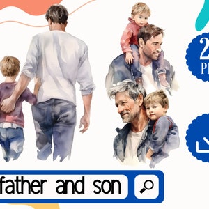 Father and Son Clipart Bundle. 24 Dad and Boy PNG Clipart. Fathers Day ...