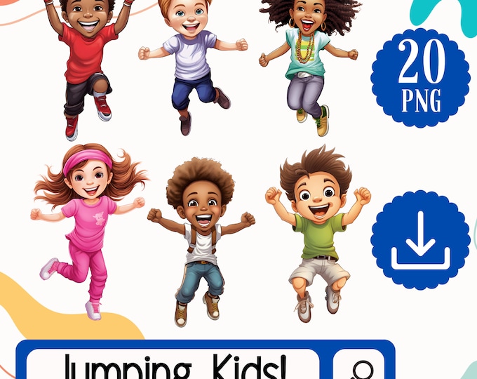 Happy Kids PNG Clipart, African American Kids Jumping Clipart, Birthday ...