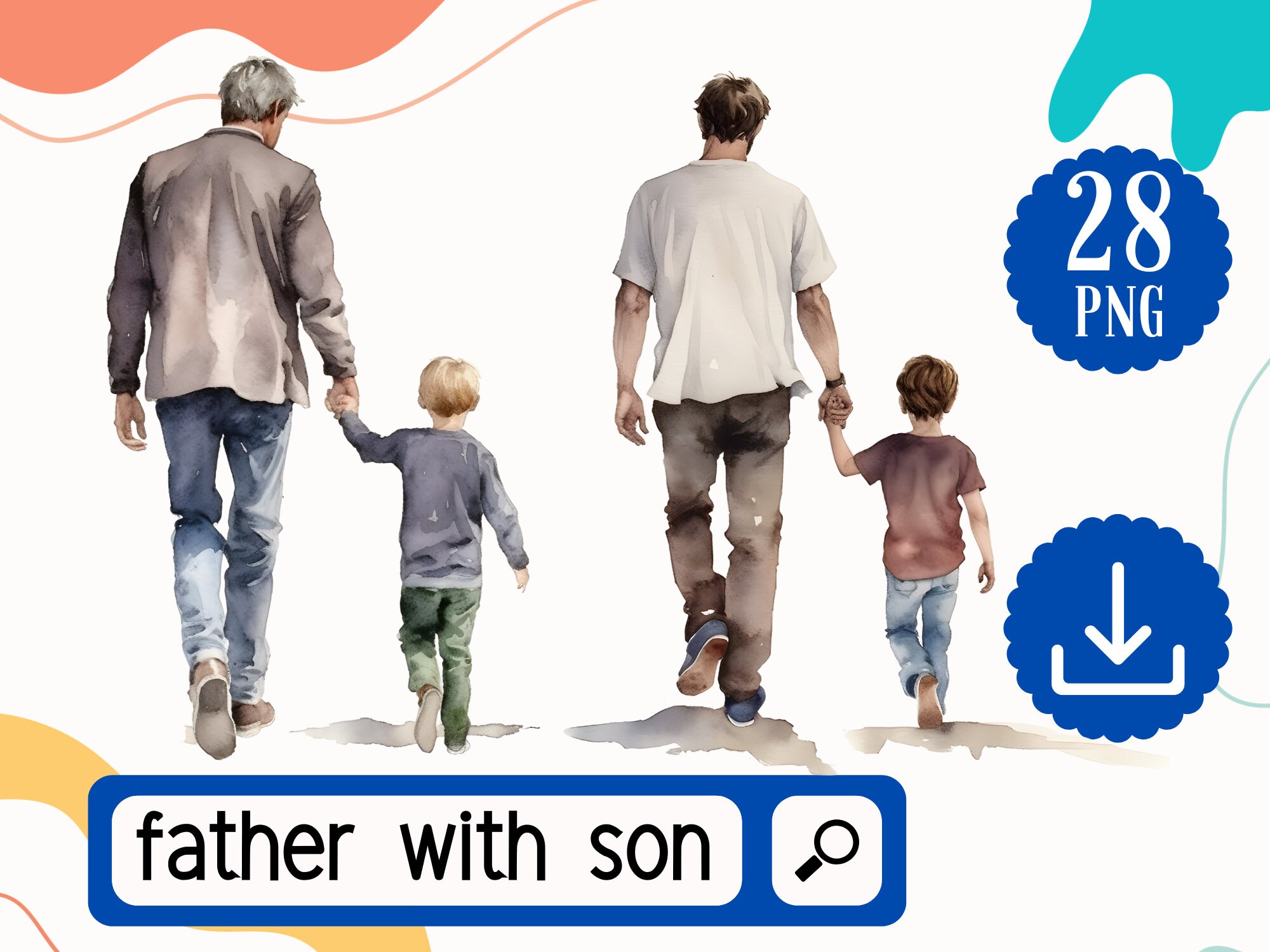 Father and Son Clipart Bundle. 28 Dad and Boy PNG Clipart. Fathers Day ...