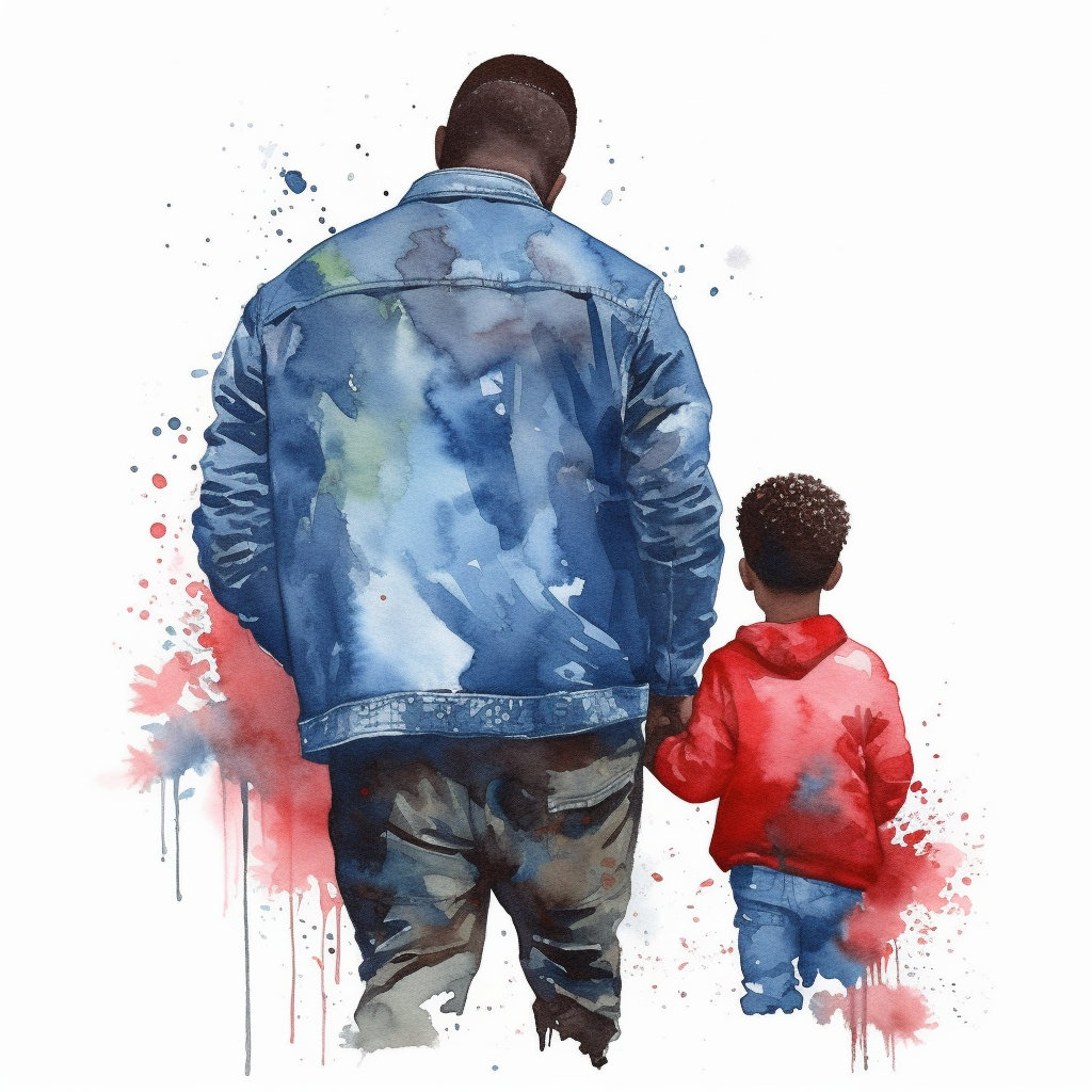 Black Father and Son Clipart PNG, 23 Watercolor Black Father and Boy ...