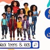 Teenager Black Boys Clipart Bundle. 50 African American Black Boys PNG ...