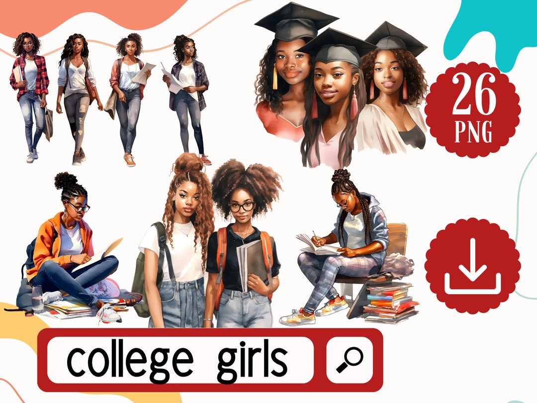 Black College Girls PNG. College Clipart. 26 Afro Girls University ...