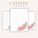 Printable Lined Paper With Roses. Beautiful Pink Rose Floral Writing ...