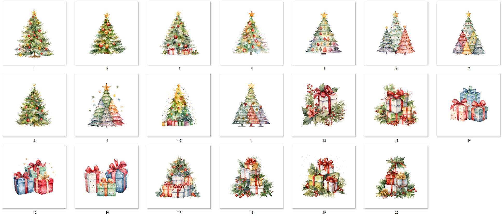 Christmas Tree With Gifts Clipart. 20 Christmas Trees PNG. - Etsy