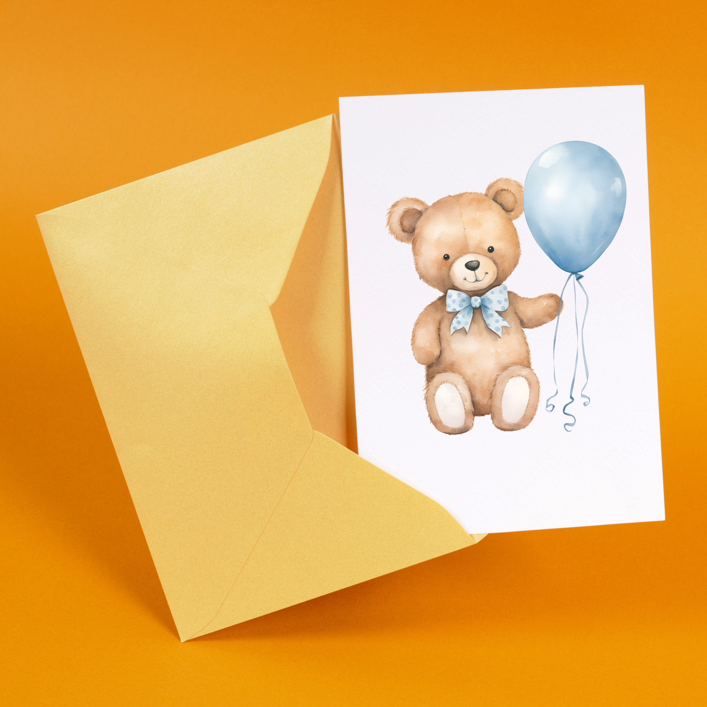 Watercolor Blue Sleepy Teddy Bear Set. 17 PNG Blue Teddy Boys Nursery ...