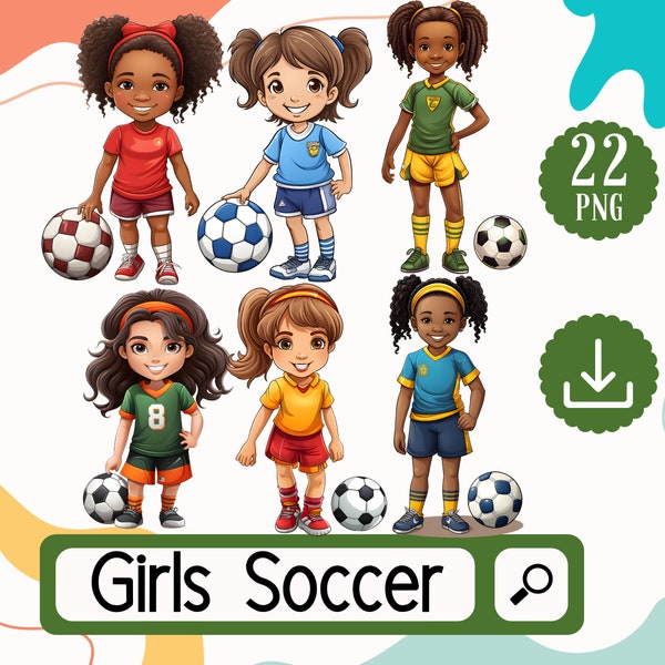 Girls Soccer Clipart - Etsy