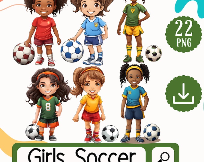 Soccer Girl Clipart |black Girls Soccer Player | Multicultural Png ...