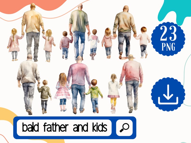 Padre calvo e hijos Clipart PNG. 23 Clipart papá y niña niño. Clipart ...
