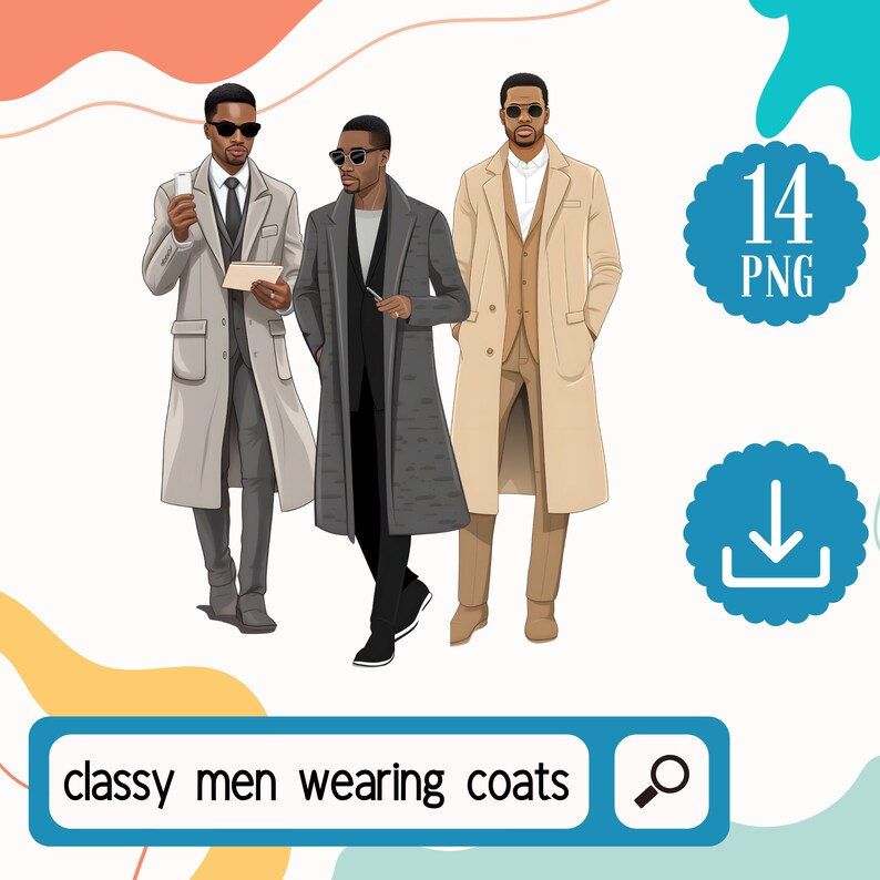 Black Classy Men PNG. 24 Handsome African American Men Clipart. Casual ...