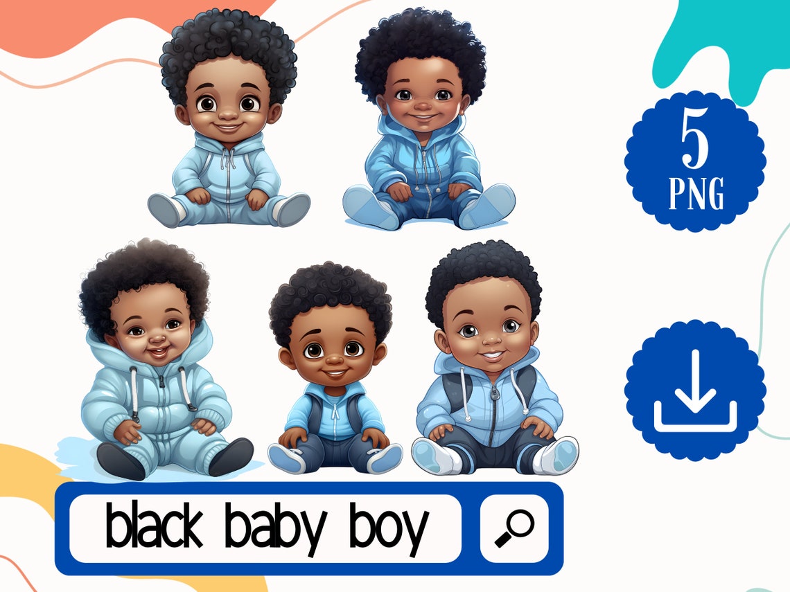 Black Baby Boy Png. 5 Afro Baby Clipart. Baby Shower Boys, New Born ...