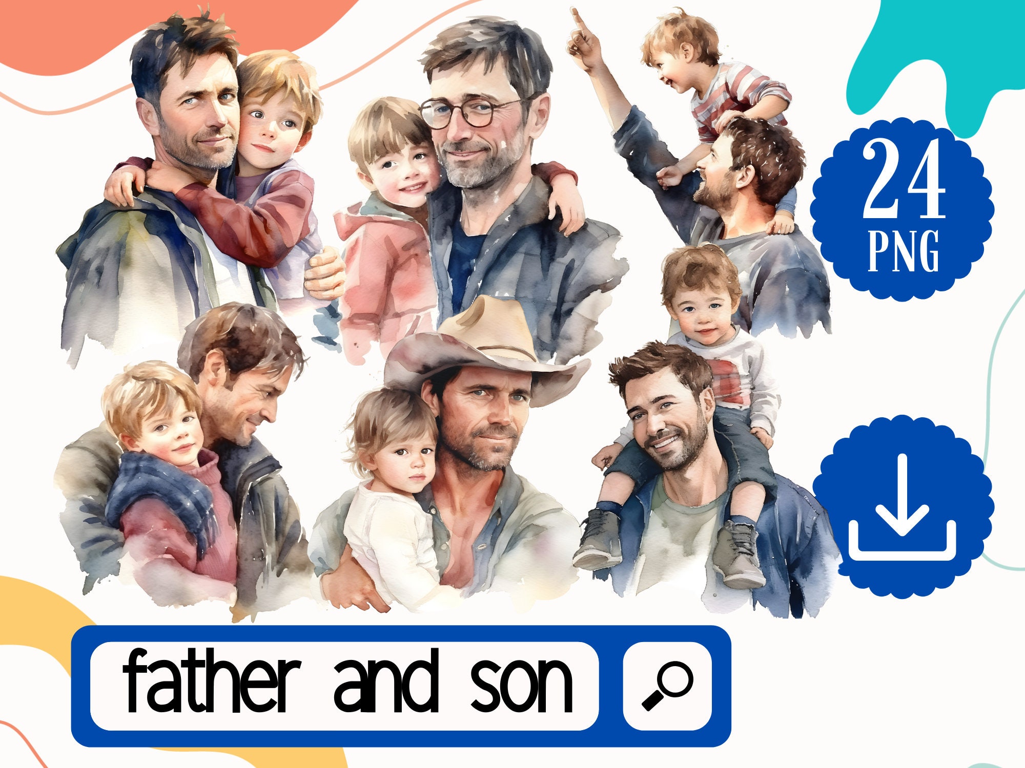 Father and Son Clipart Bundle. 24 Dad and Boy PNG Clipart. - Etsy