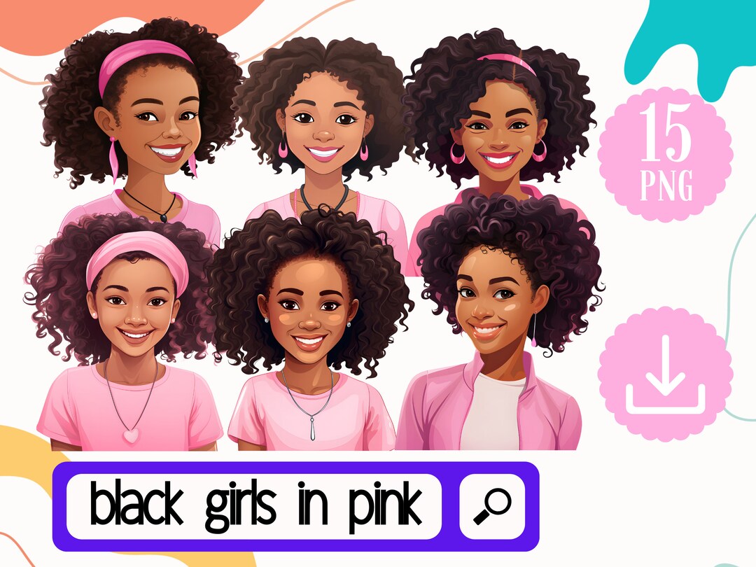 Pink Collection of Black Girls Clipart - 15 African American Girls PNG ...