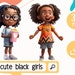 Black Cute Girls Bundle Clipart PNG - Etsy