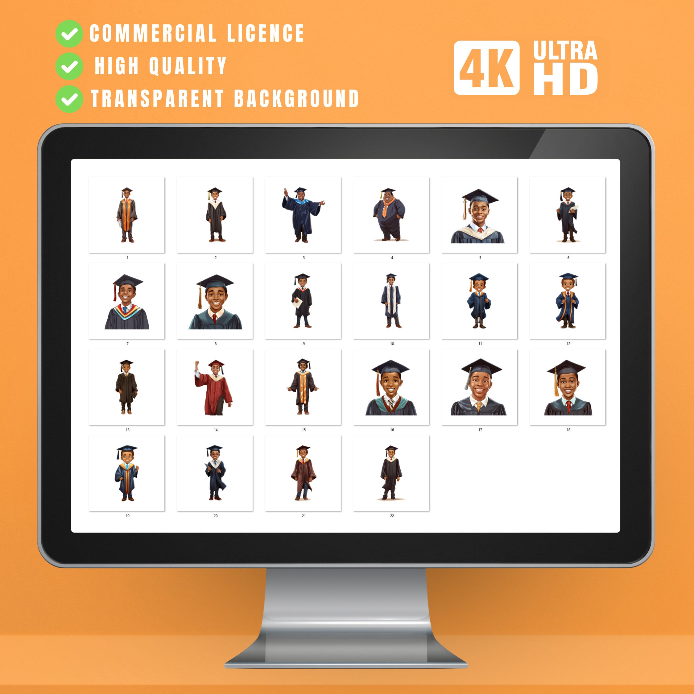 Graduation Boys Clipart. 22 PNG Black Boy Graduation Graphics. High ...
