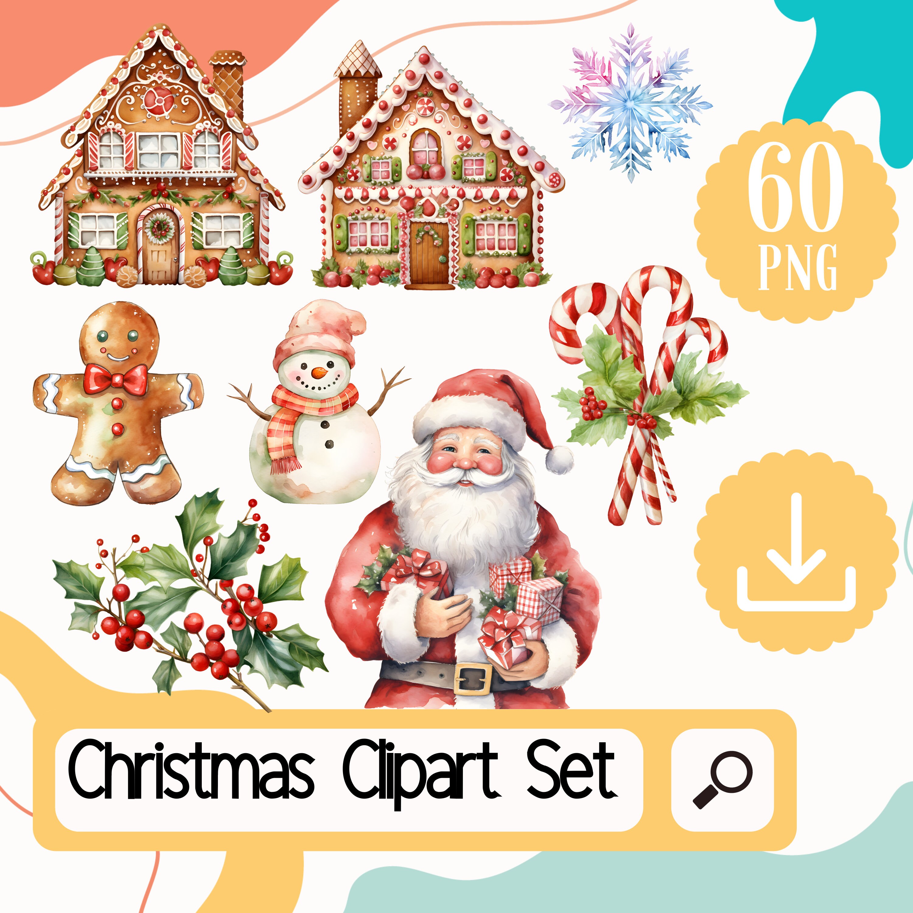 Christmas Clipart Bundle Set. 60 Christmas PNG Decorations for - Etsy