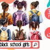 Black Kids School Activities Clipart Set - 29 PNG Black Students in ...