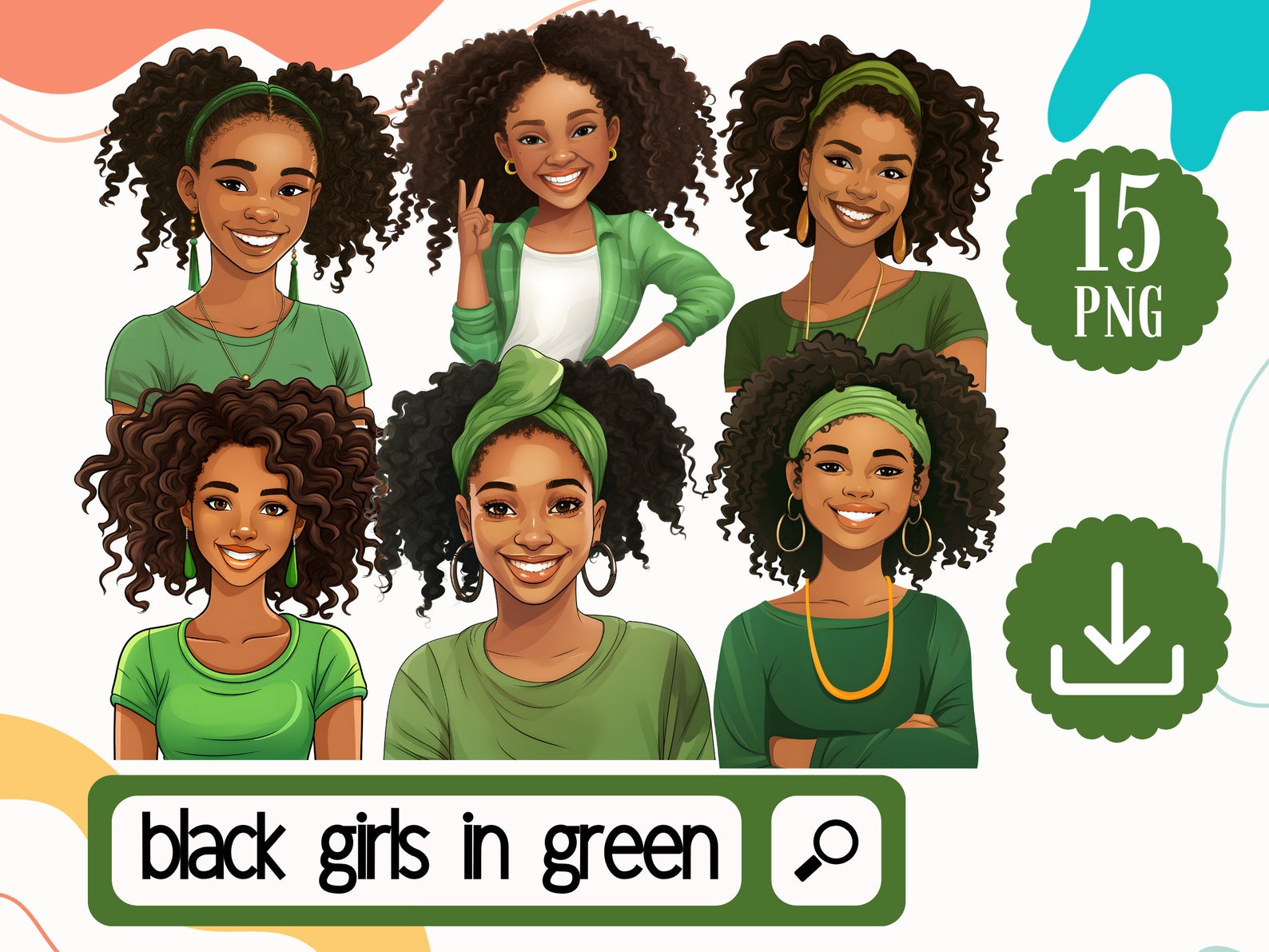 Green Collection of Black Girls Clipart 15 African American Girls PNG ...