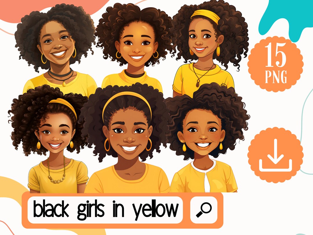 Yellow Collection of Black Girls Clipart - 15 African American Girls ...