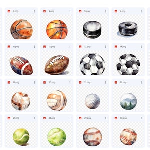 Sports Balls Clipart Bundle PNG. Soccer Ball, Football Clipart ...