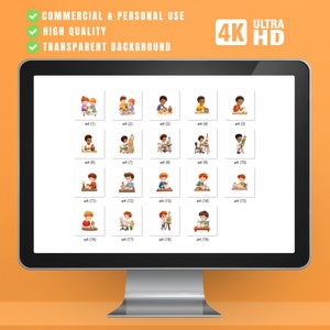 Art Kids Clipart Set - 19 Art Class School Kids PNG - Perfect for Back ...