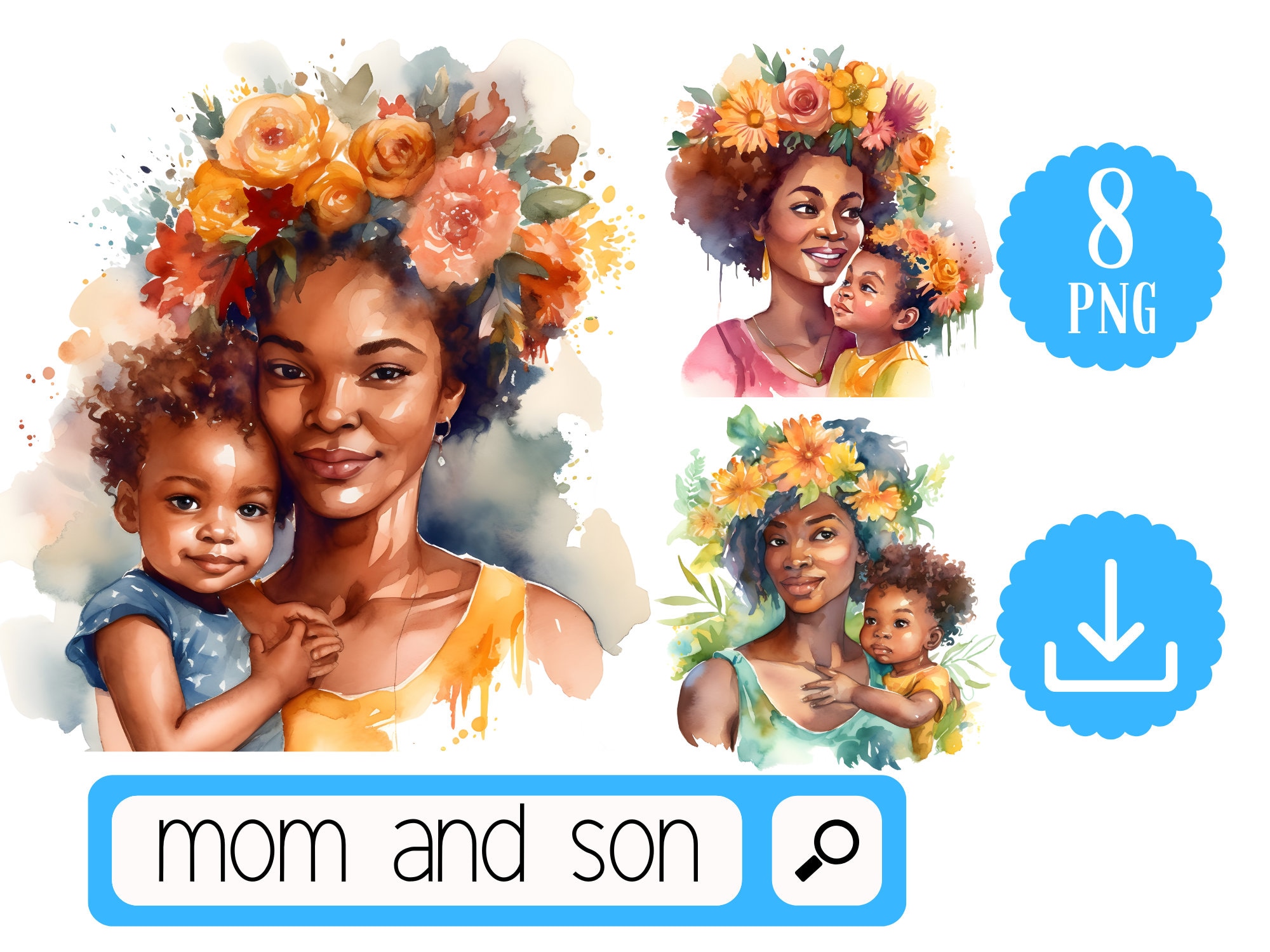 Black Mother and Baby Boy Son PNG Clipart, Mom and Boy PNG, Afro Mother ...