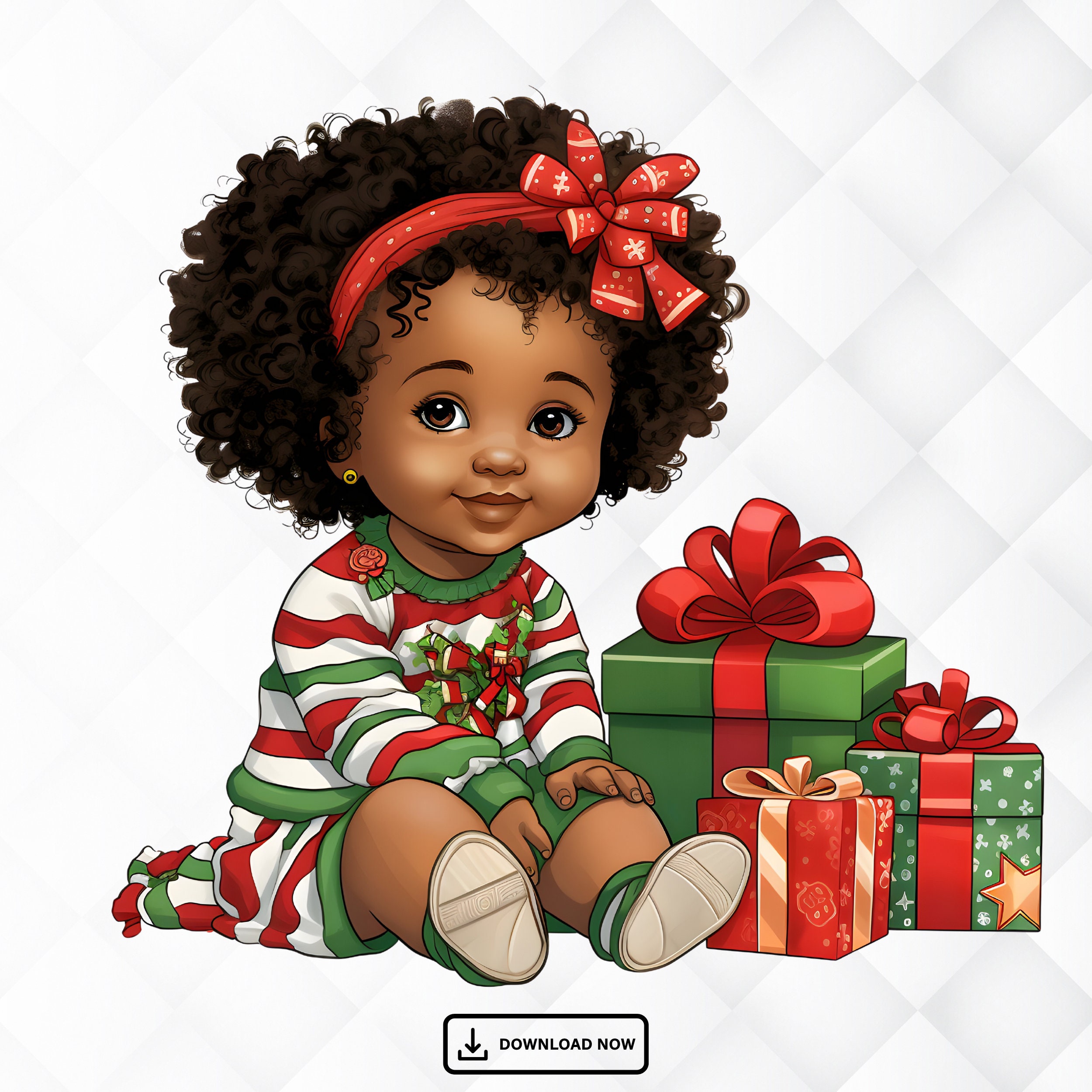 Black Baby Girl Christmas Clipart. 9 Adorable Christmas African ...