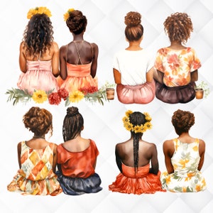 Watercolor African American Best Friends Clipart. 35 Black Girl Friends ...