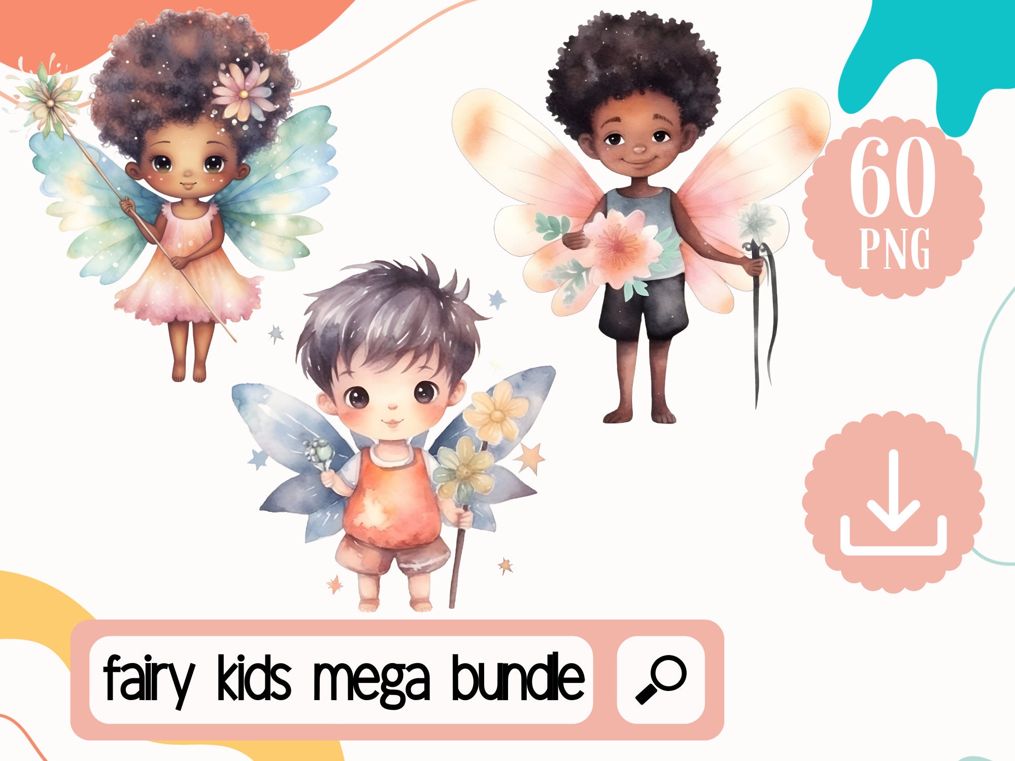 Fairy Baby Clipart Bundle, Watercolor Fairy PNG Bundle. 60 Beautiful ...