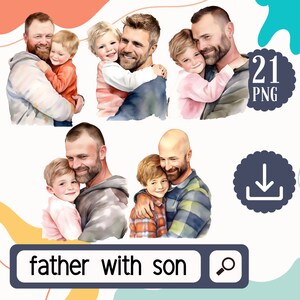 Father and Son Clipart Bundle. 21 Dad and Boy PNG Clipart. Fathers Day ...