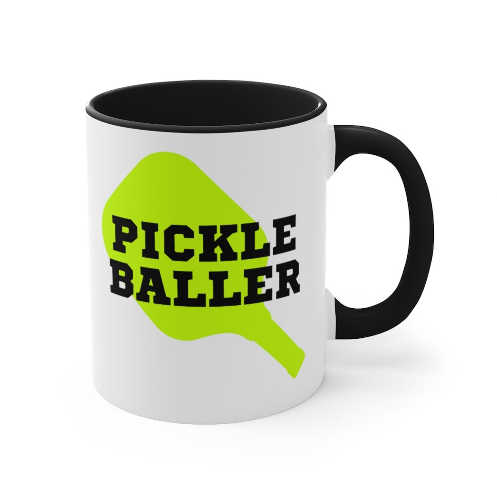 PICKLE BALLER Mug Accent Coffee Cup Pickleball Funny Gift 11oz Two Tone ...