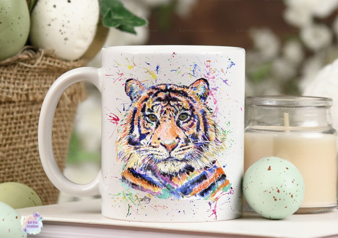 Watercolour Tiger Mug. Can Be Personalised. - Etsy