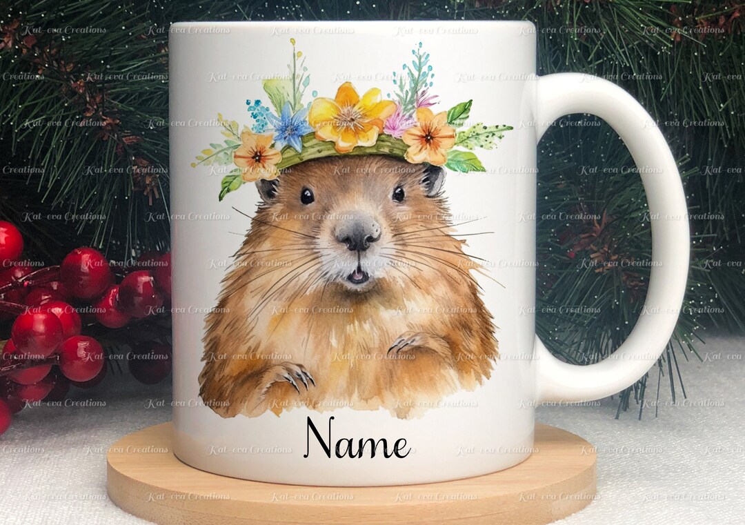 Personalised Beaver Mug. Gorgeous Floral Beaver Cup. Ideal for Birthday ...