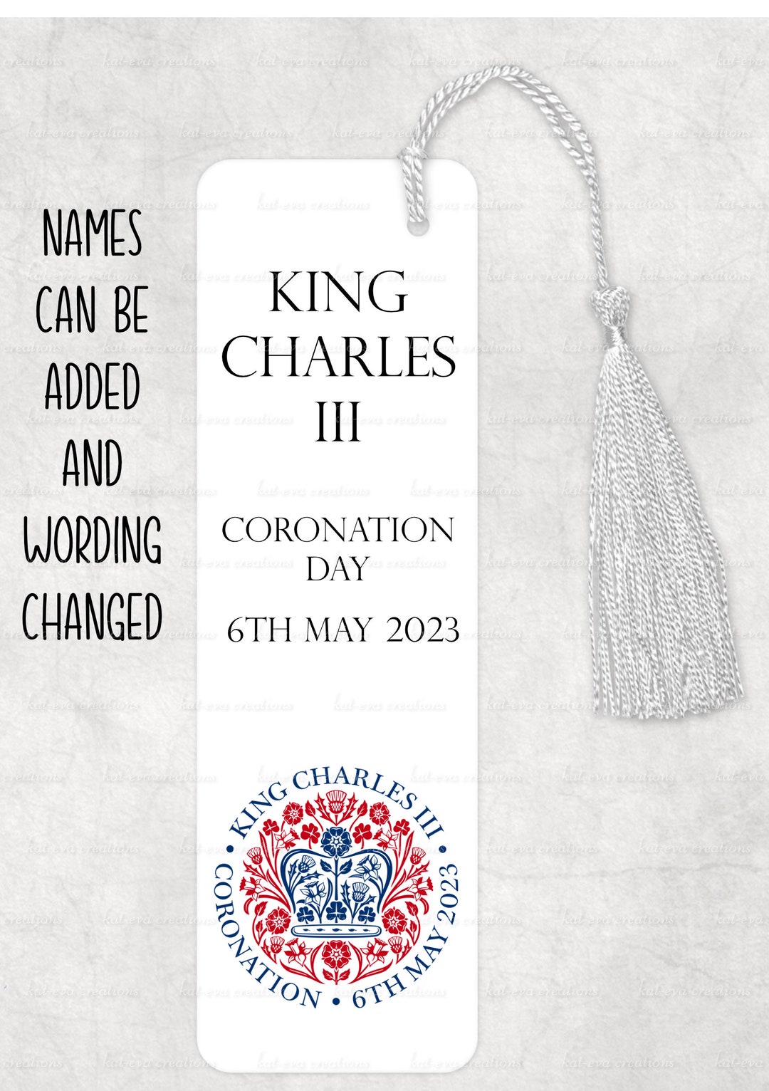 Coronation Bookmark Personalised Bookmark for Charles III - Etsy UK