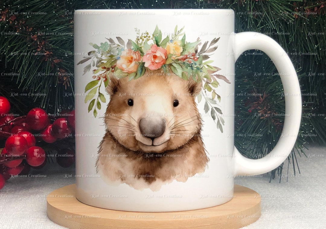 Personalised Wombat Mug. Gorgeous Floral Wombat Cup. Ideal for Birthday ...