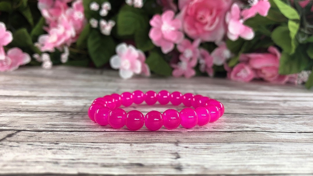 Pink Beaded Bracelet-8mm, Gift for Her, Gift for Him, Handmade Bracelet ...
