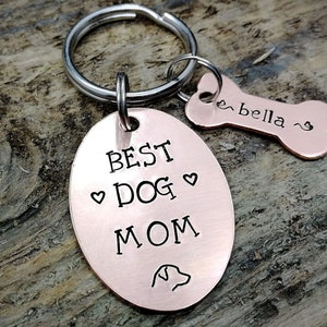 Best Dog Mom Keychain, With Custom Name Tag, Handstamped - Etsy