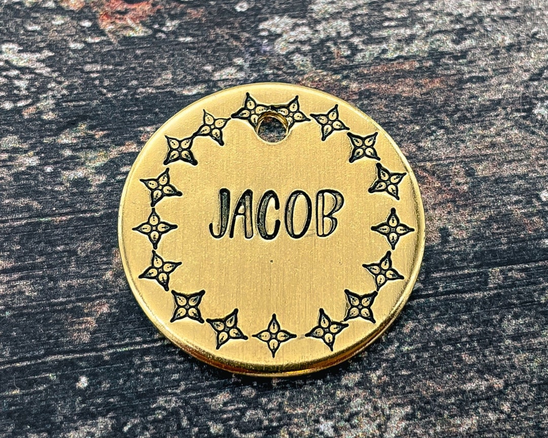 Small Dog Tag Double-sided Metal Dog Tag With Hand Stamped - Etsy