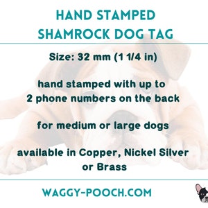 Shamrock Dog Tag, Hand Stamped Pet Id Tag With 2 Phone Numbers, Dog Tag ...
