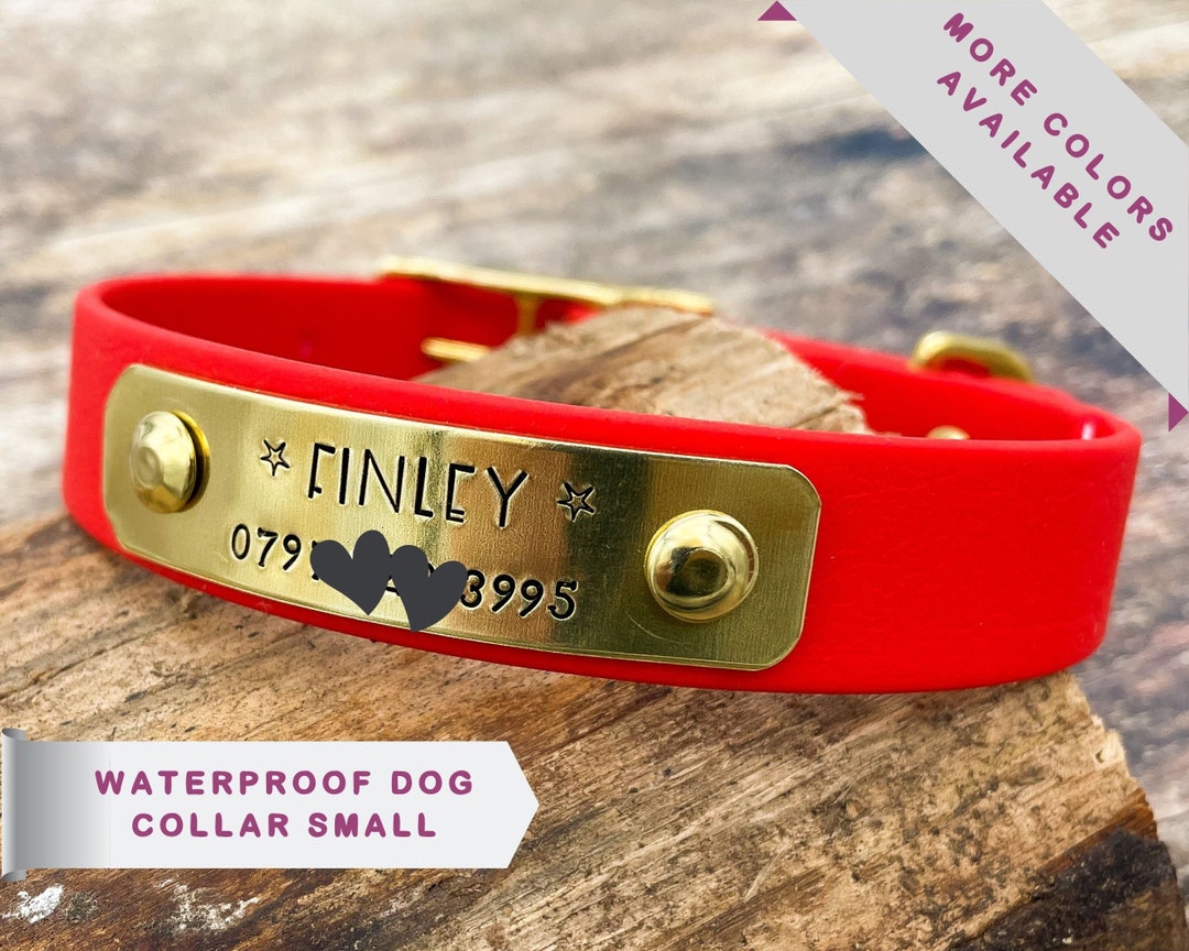 Personalized Dog Collar With Name Plate Handmade Waterproof Dog Collar ...