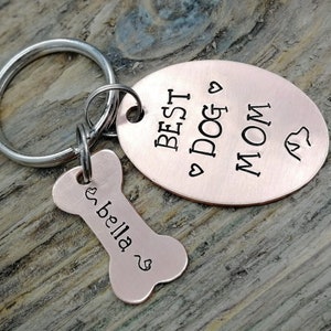 Best Dog Mom Keychain, With Custom Name Tag, Handstamped - Etsy