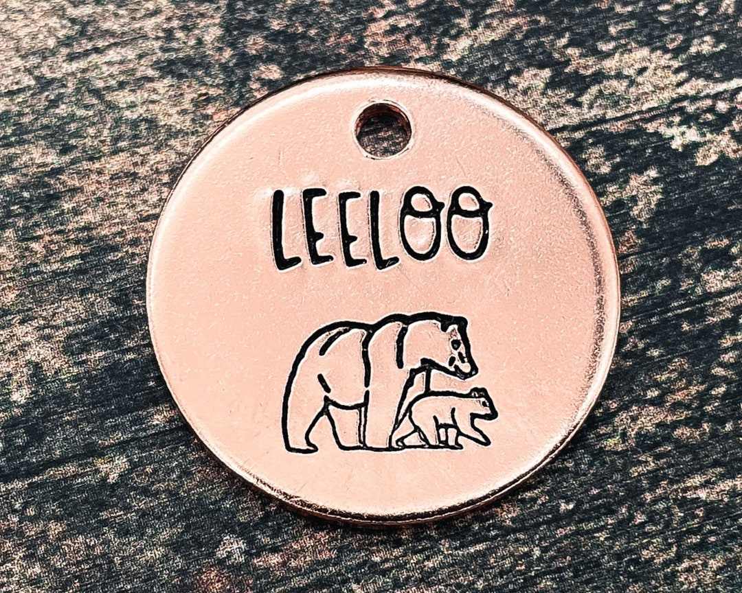 Bear Dog Tag, Cute Dog Tag for Small Dogs, Hand Stamped Metal Tag With ...