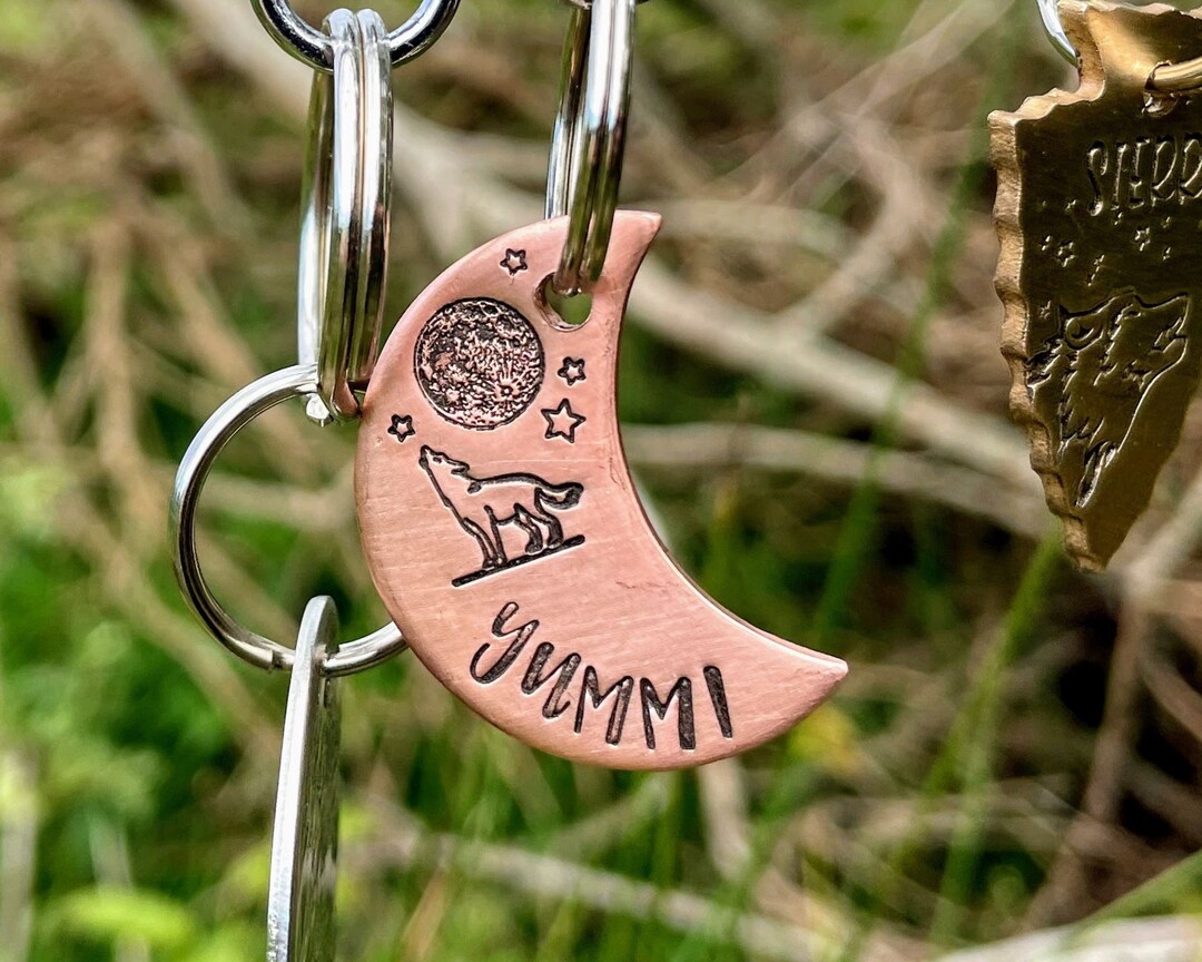 Moon Dog Tag, Dog Tag for Dogs Personalized With up to 2 Phone Numbers ...