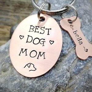 Best Dog Mom Keychain, With Custom Name Tag, Handstamped - Etsy