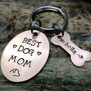 Best Dog Mom Keychain, With Custom Name Tag, Handstamped - Etsy
