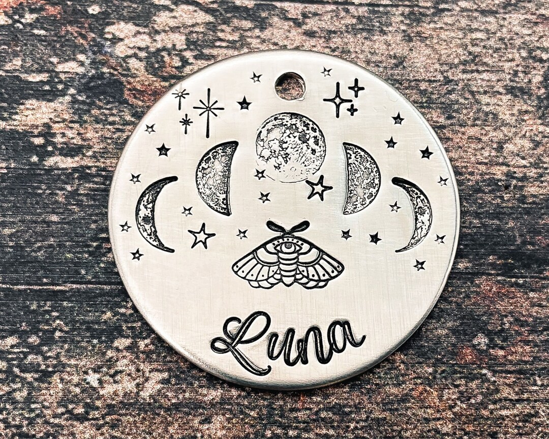 Moon Dog Tag, Dog Tag for Dogs Personalized, Dog Id Tag With Moon and ...