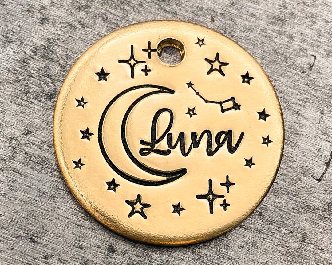Moon Dog Tag, Small Dog Tag for Dogs Personalized, Cute Pet Id Tag ...