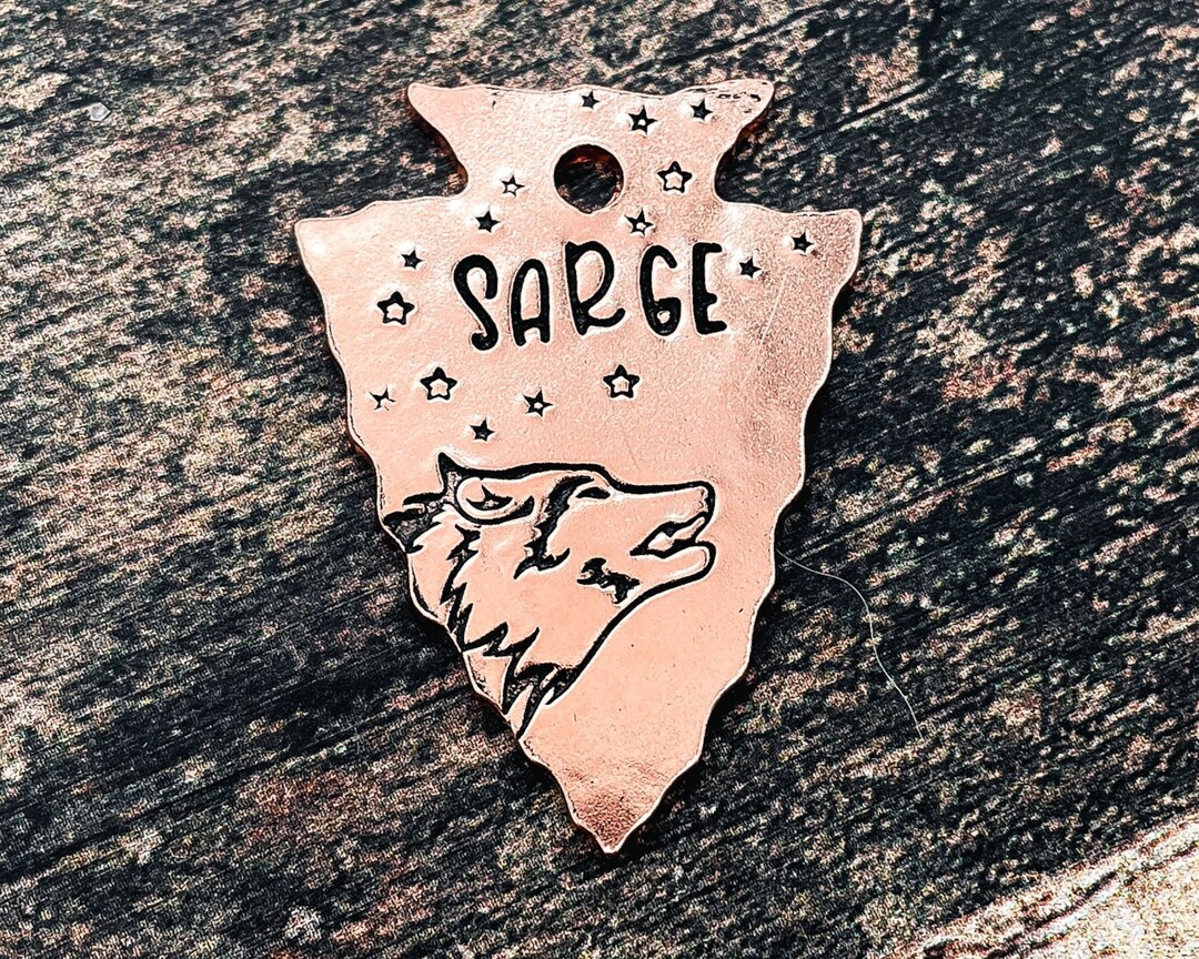 Arrowhead Dog Tag, Metal Dog Id Tag, Wolf Dog Tag With Stars, Dog Tag ...
