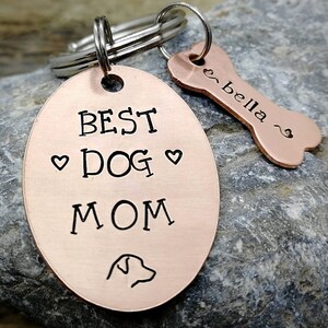 Best Dog Mom Keychain, With Custom Name Tag, Handstamped - Etsy