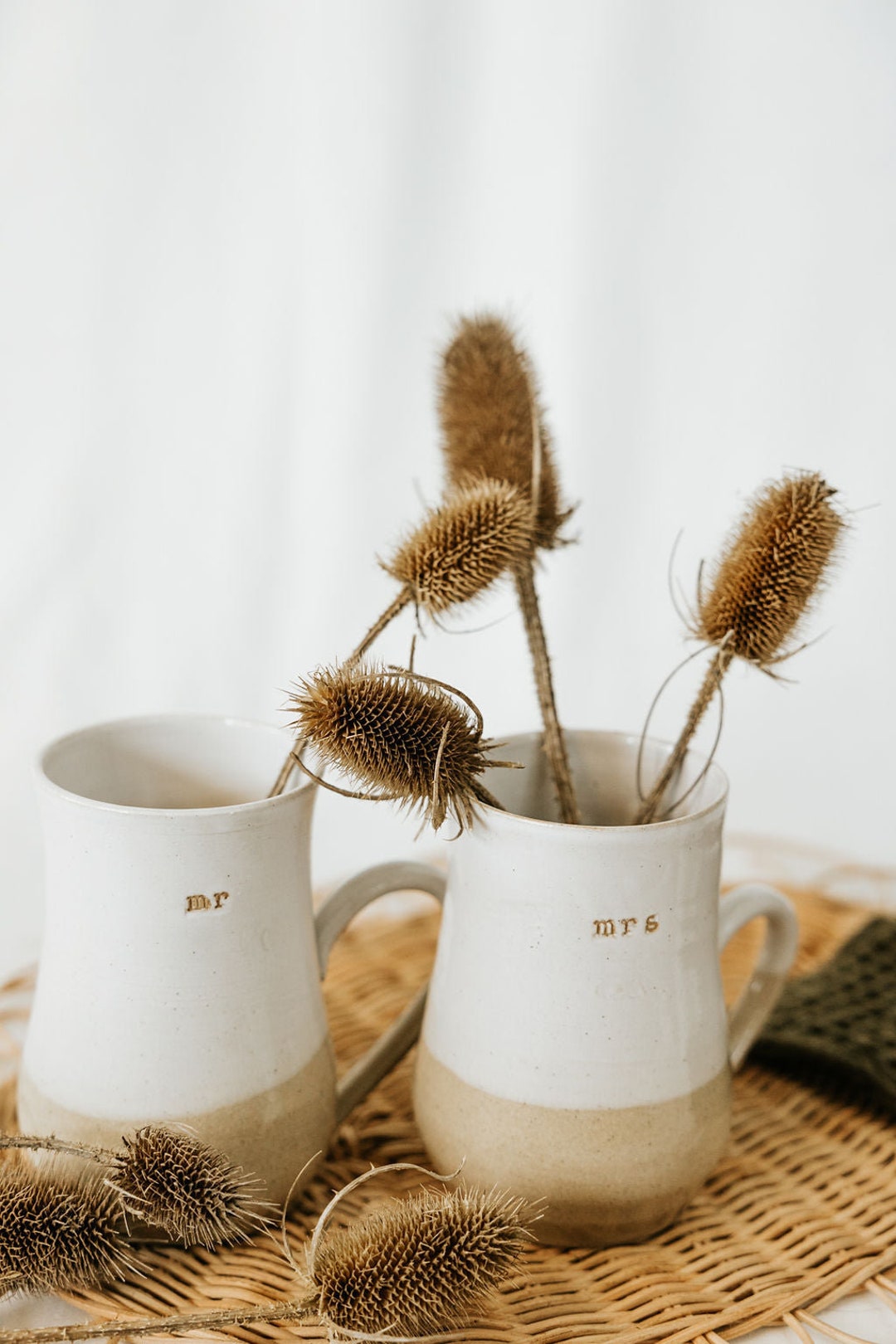 Mr and Mrs Mugs in White Pottery - Etsy